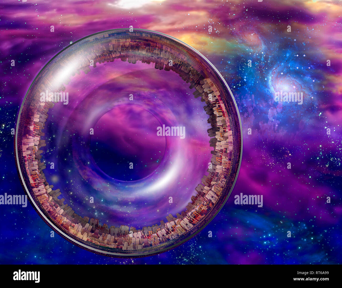 Multi-generational interstellar ship in the expanse of space Stock ...