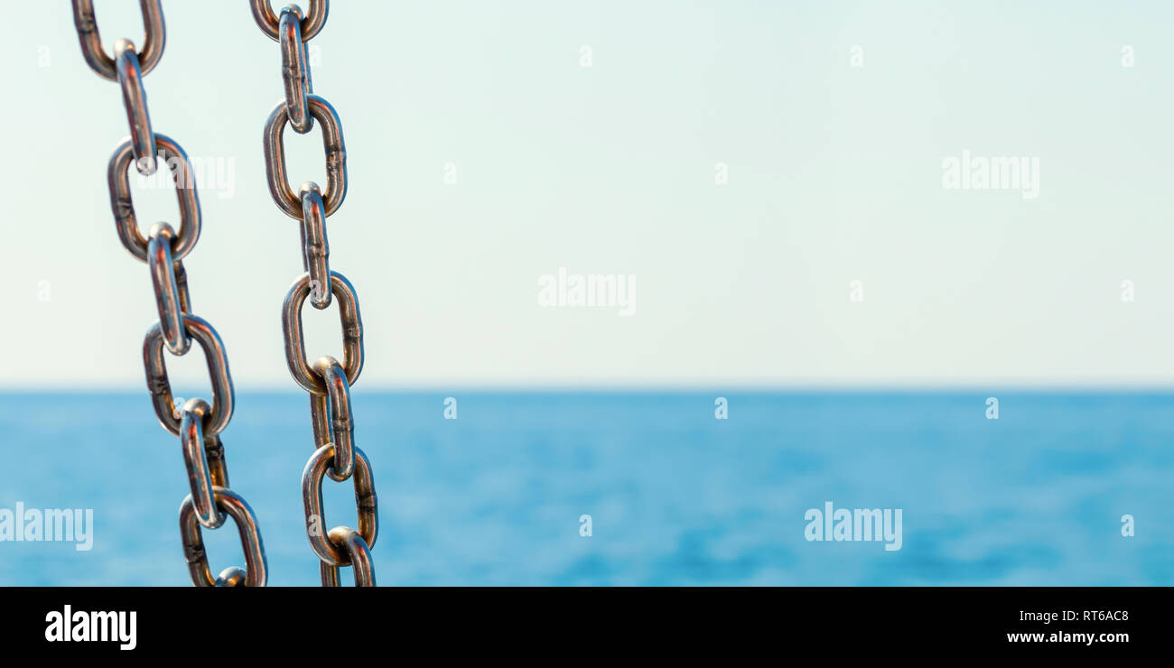 Chain and blue sea. Seascape with ship chain Stock Photo - Alamy