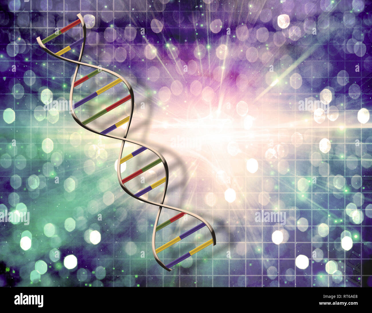 DNA Strand. Vivid background with bokeh Stock Photo - Alamy
