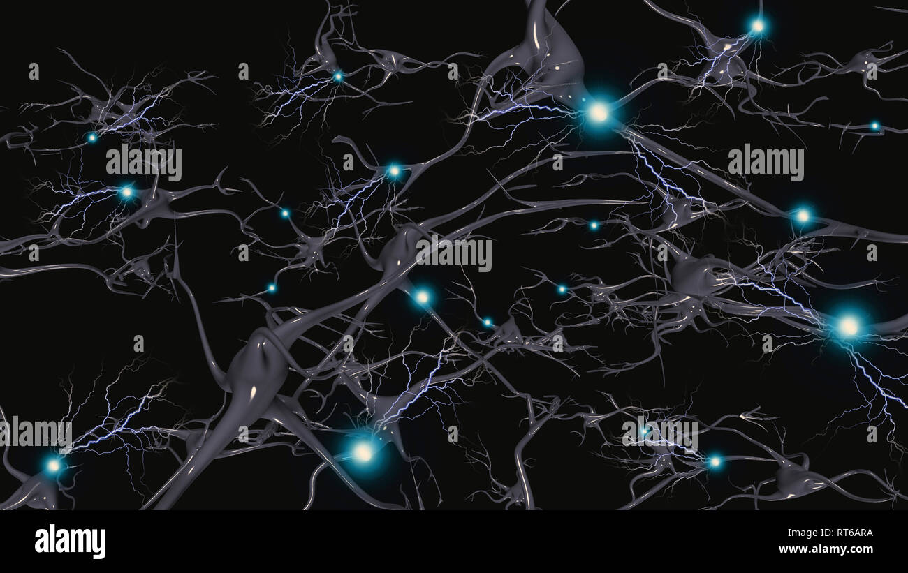 Brain cells with electrical firing Stock Photo - Alamy