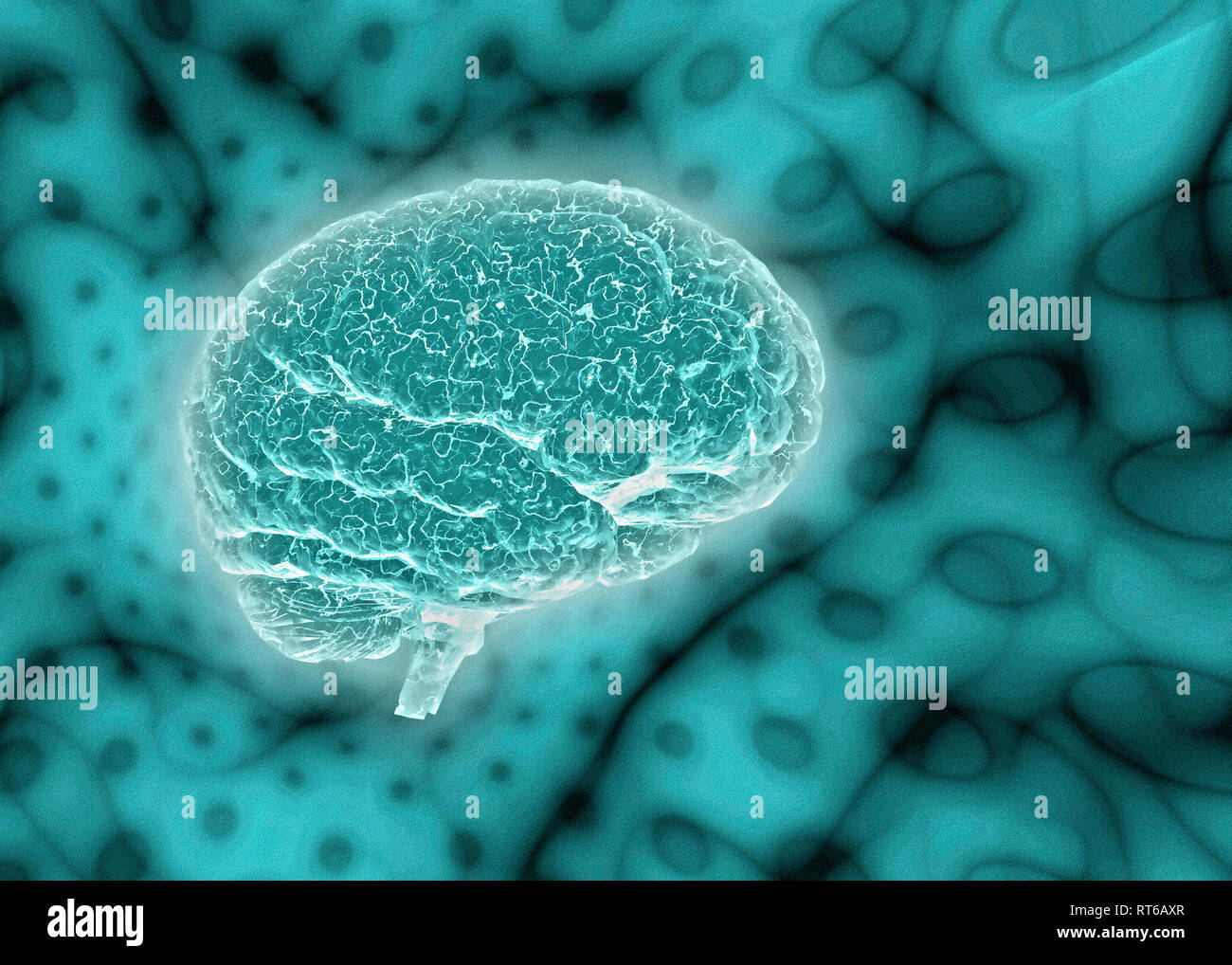 Brain on psychedelic background Stock Photo - Alamy