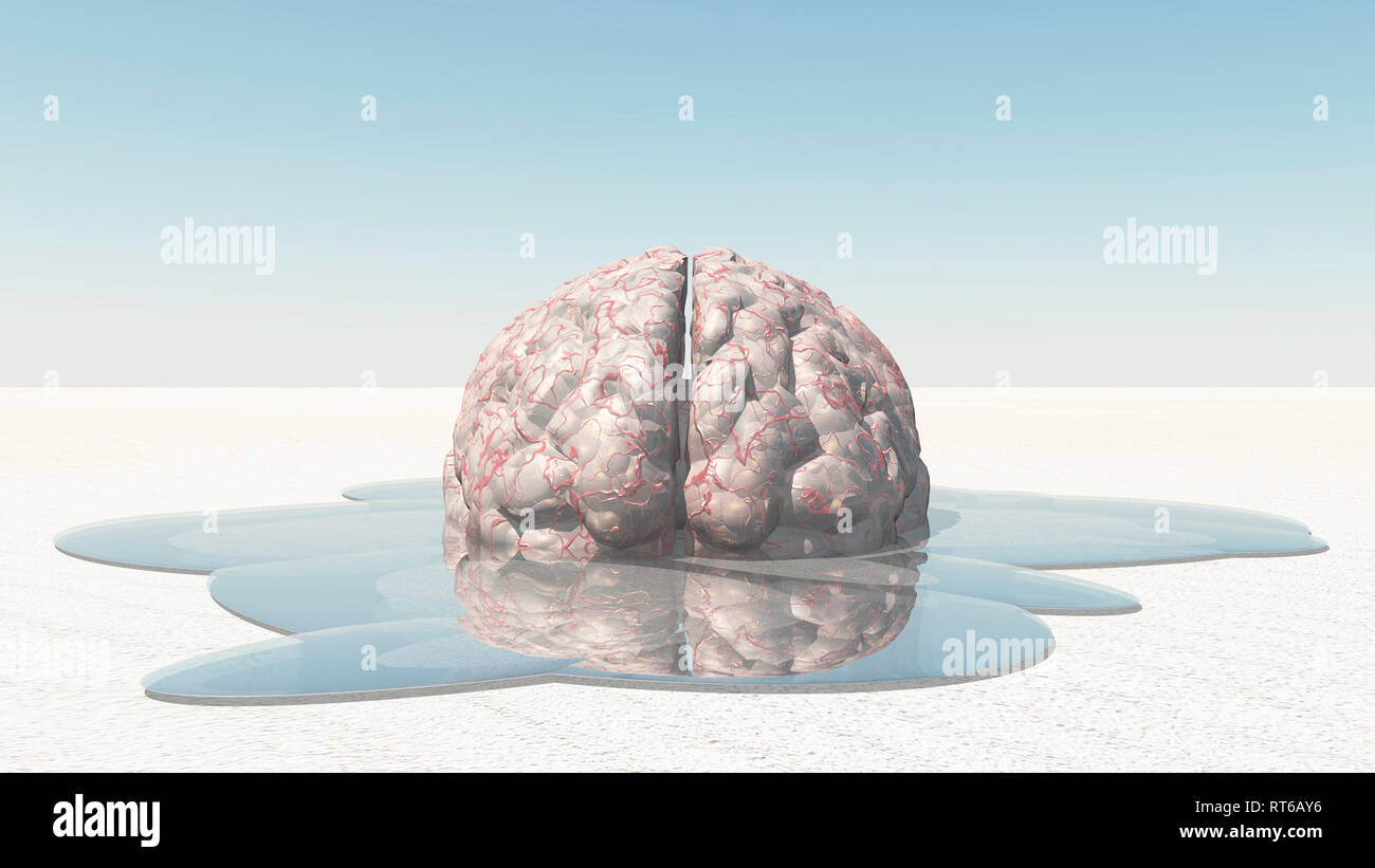 3D rendering of a human brain melting Stock Photo - Alamy