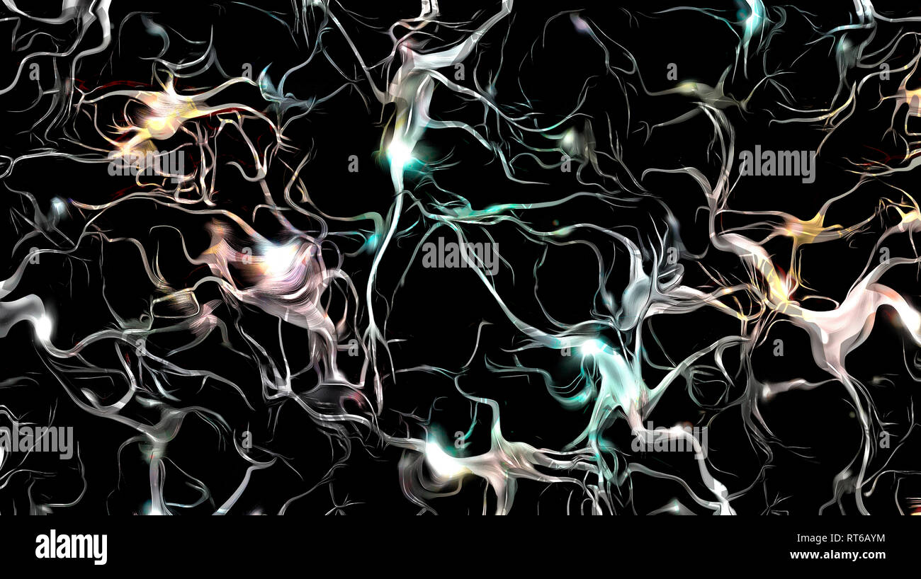 Brain cells with electrical firing. Unique Sci-Fi Art Stock Photo - Alamy