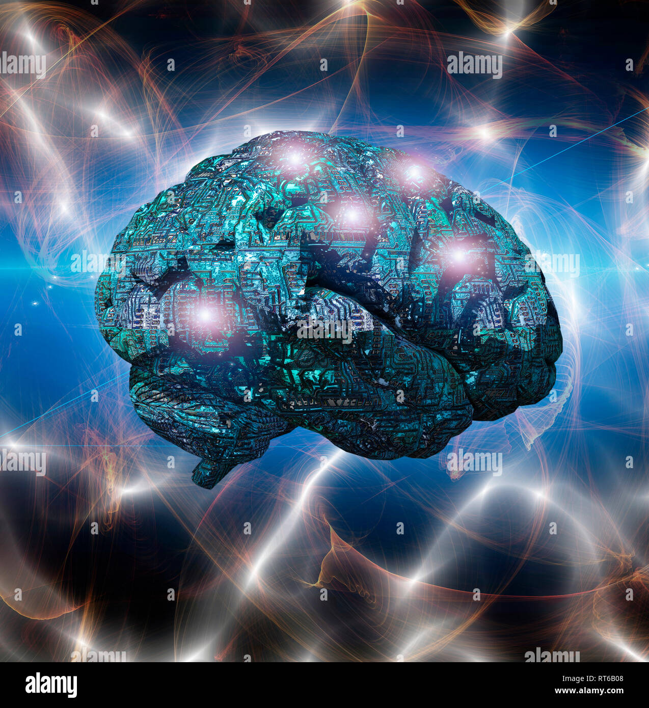 Human brain computer artwork hi-res stock photography and images - Alamy