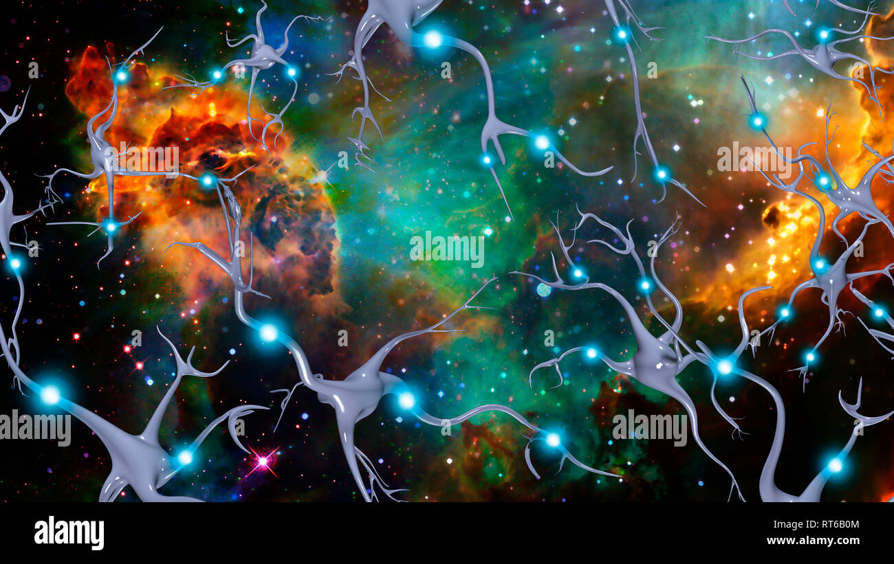 Eternal Mind. Brain Cells and Deep Space Stock Photo - Alamy