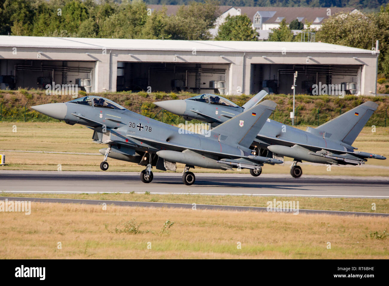 Pair of German Air Force Eurofighter jets landing Stock Photo - Alamy