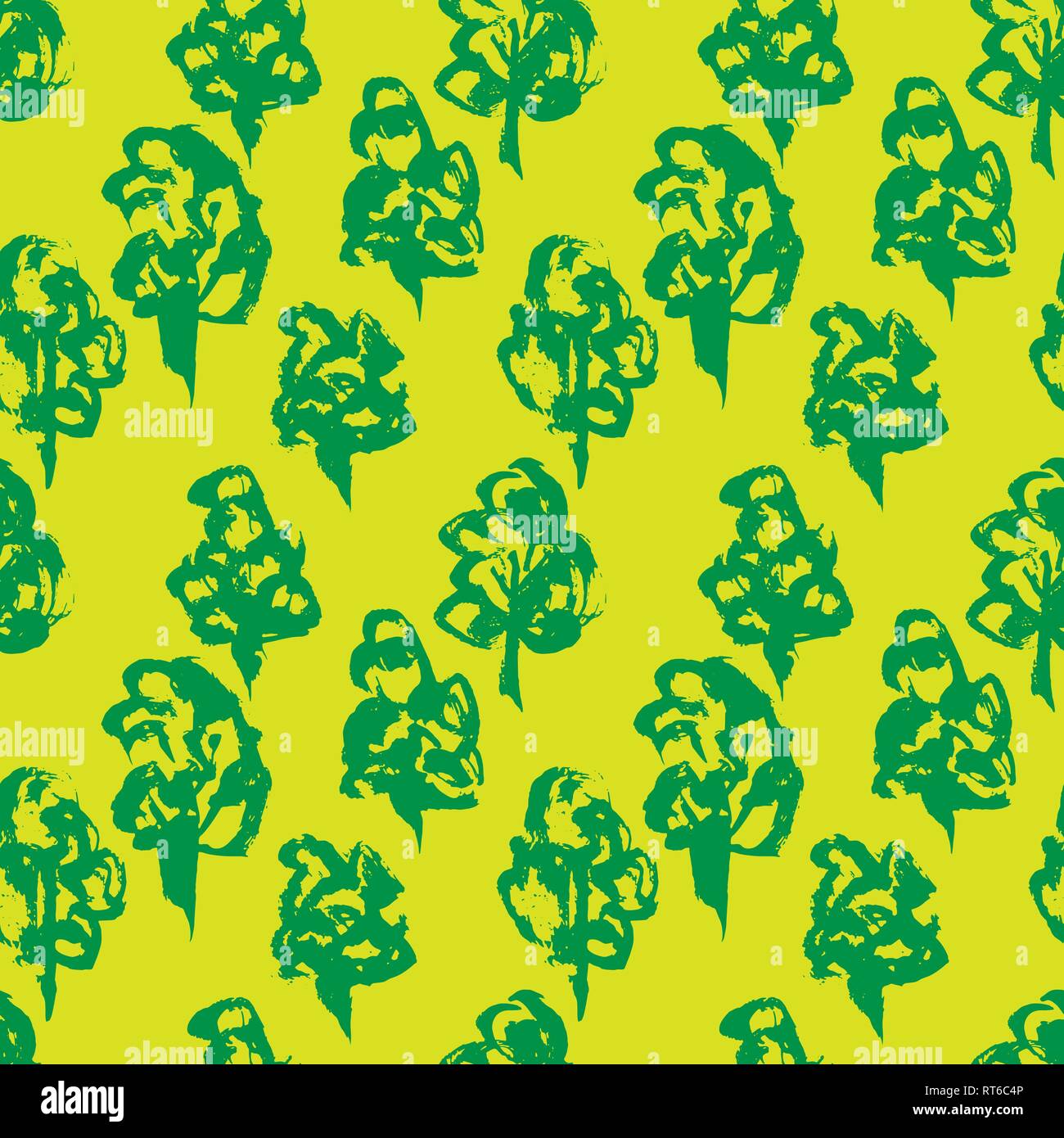 Seamless brush pattern with trees. Hand drawn grunge ink background ...