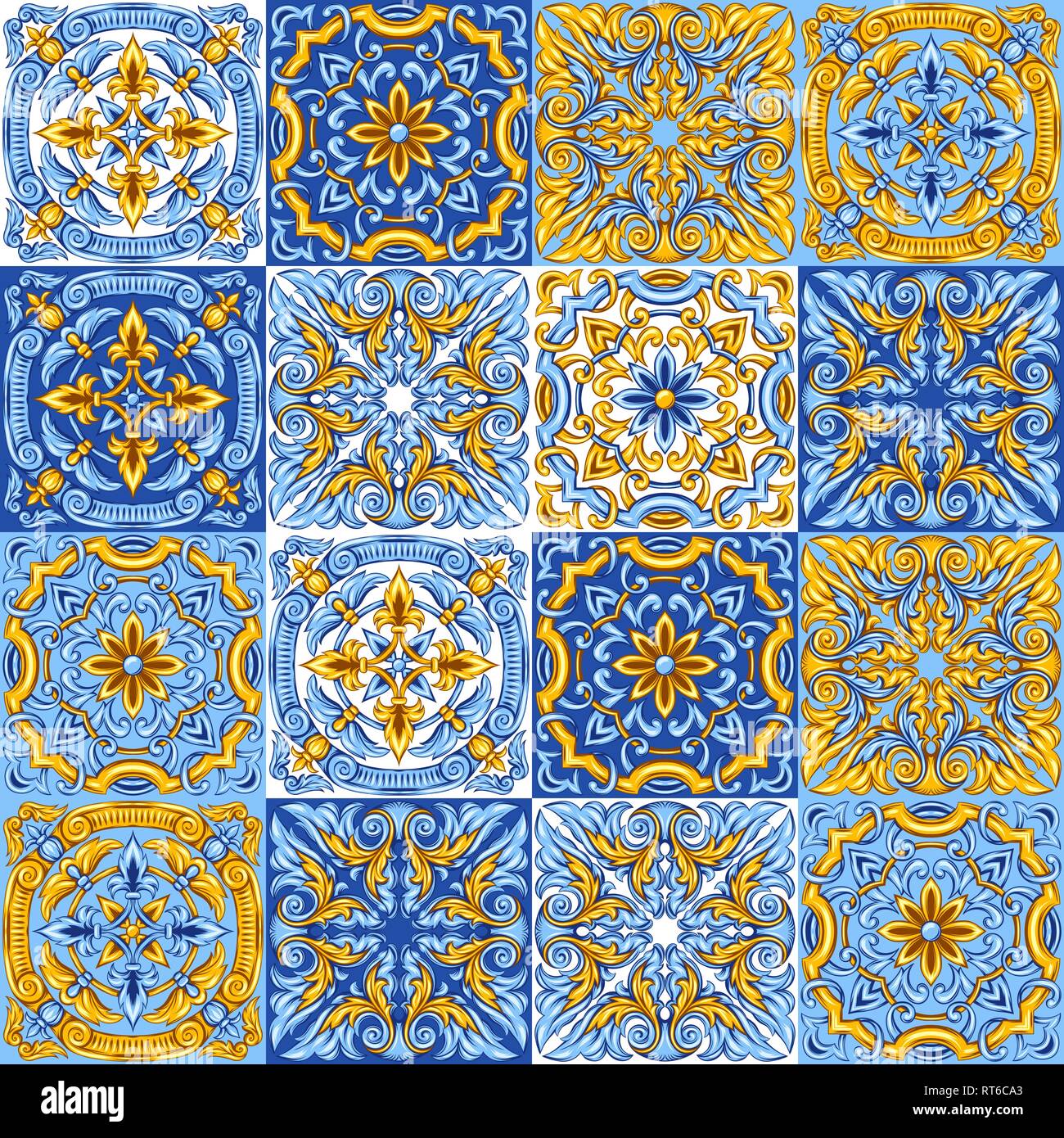 Portuguese azulejo ceramic tile pattern Stock Vector Image & Art - Alamy