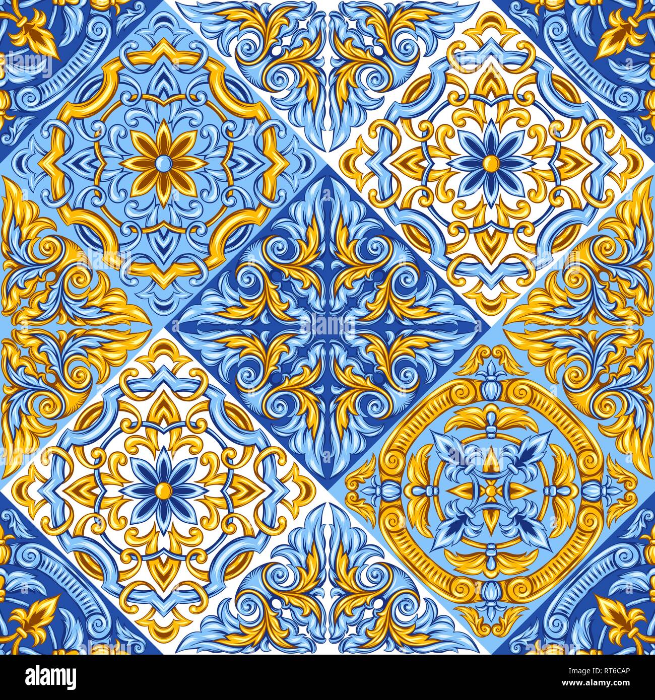 Portuguese azulejo ceramic tile pattern Stock Vector Image & Art - Alamy