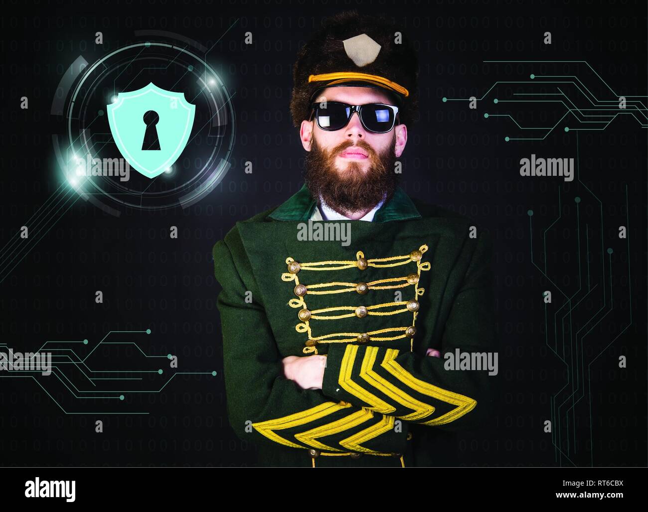 Security man in green uniform Stock Photo - Alamy
