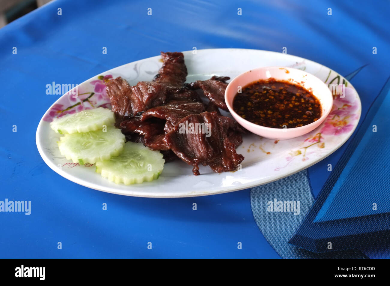 Thai Fried Sun Dried Beef Stock Photo - Alamy