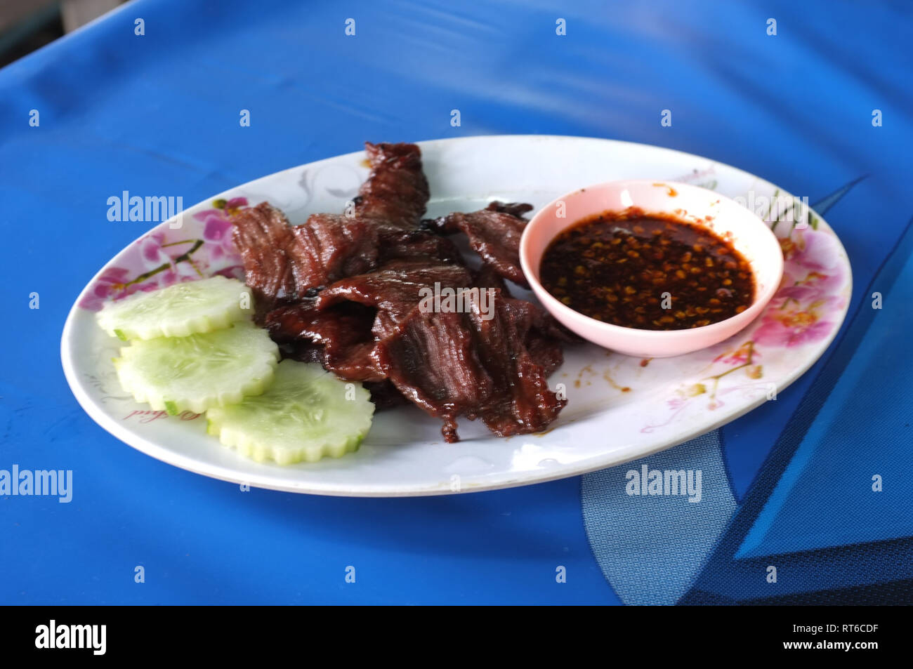 Thai Fried Sun Dried Beef Stock Photo - Alamy