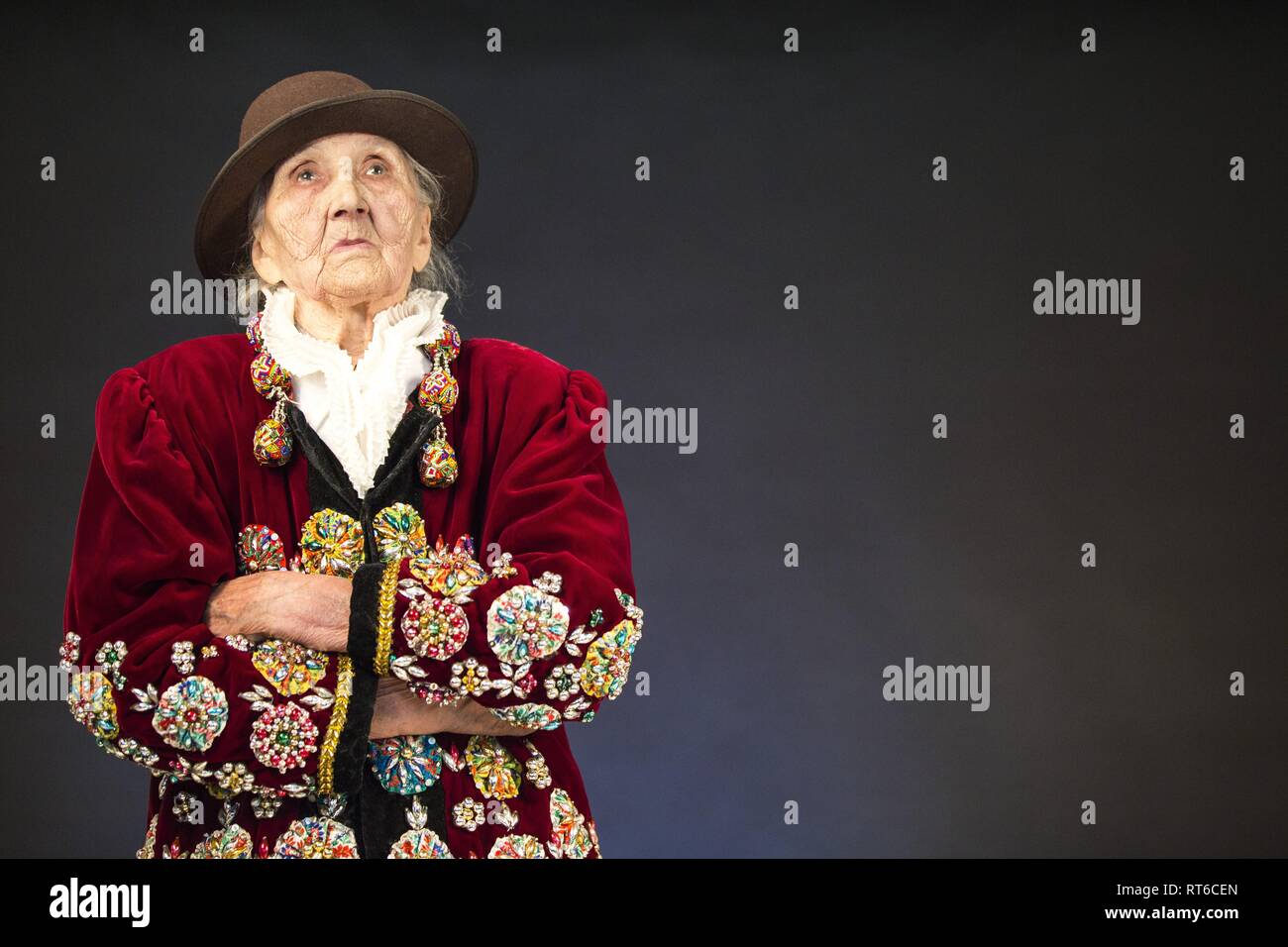 Vintage woman older jacket hi-res stock photography and images - Alamy