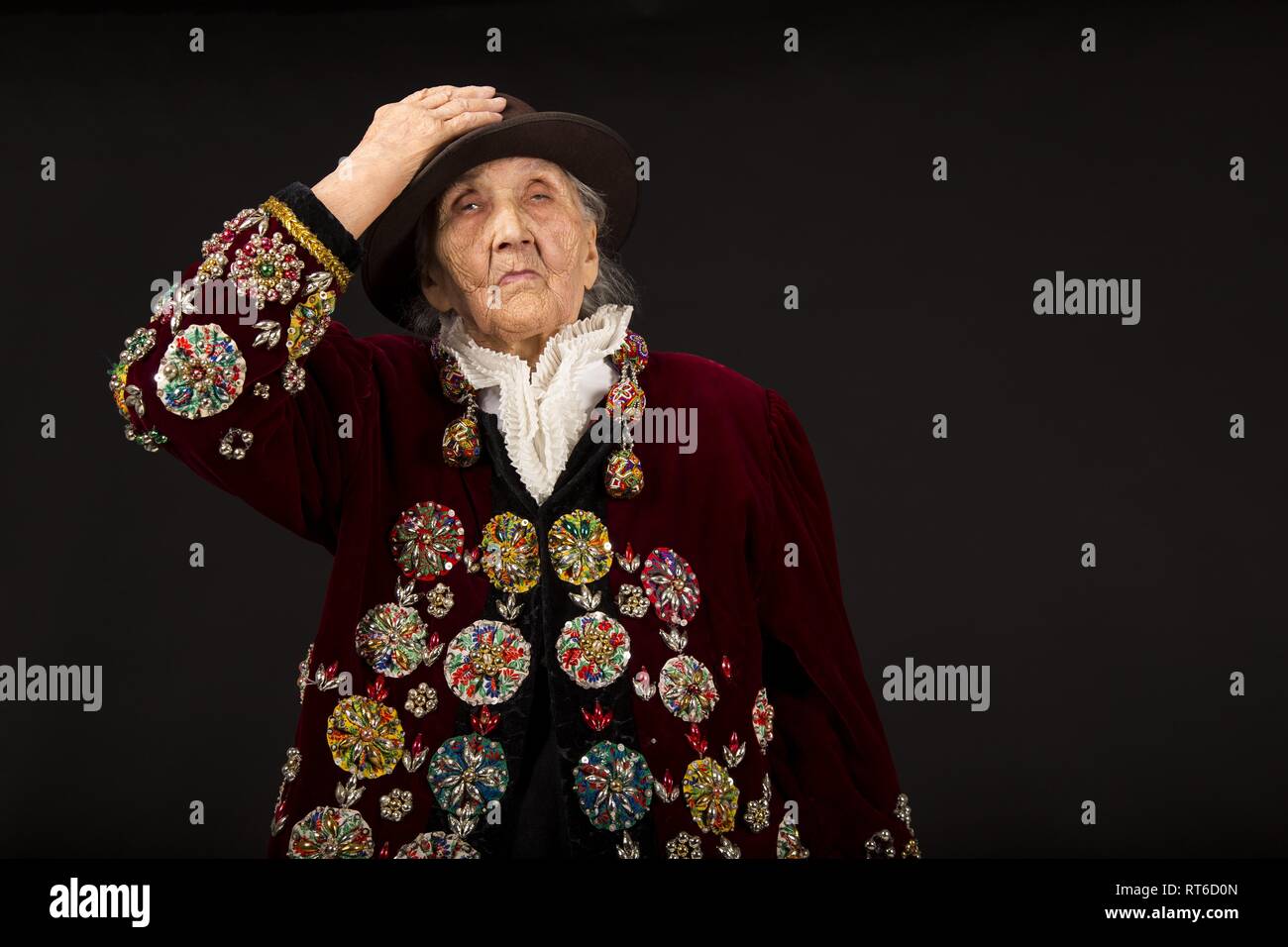 Vintage woman older jacket hi-res stock photography and images - Alamy