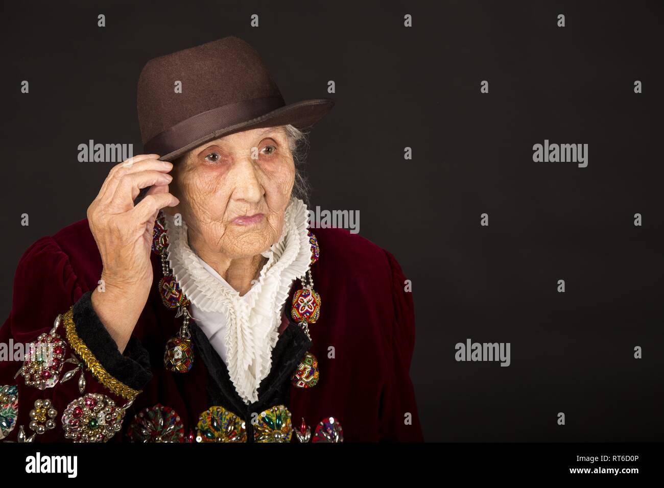 Vintage woman older jacket hi-res stock photography and images - Alamy