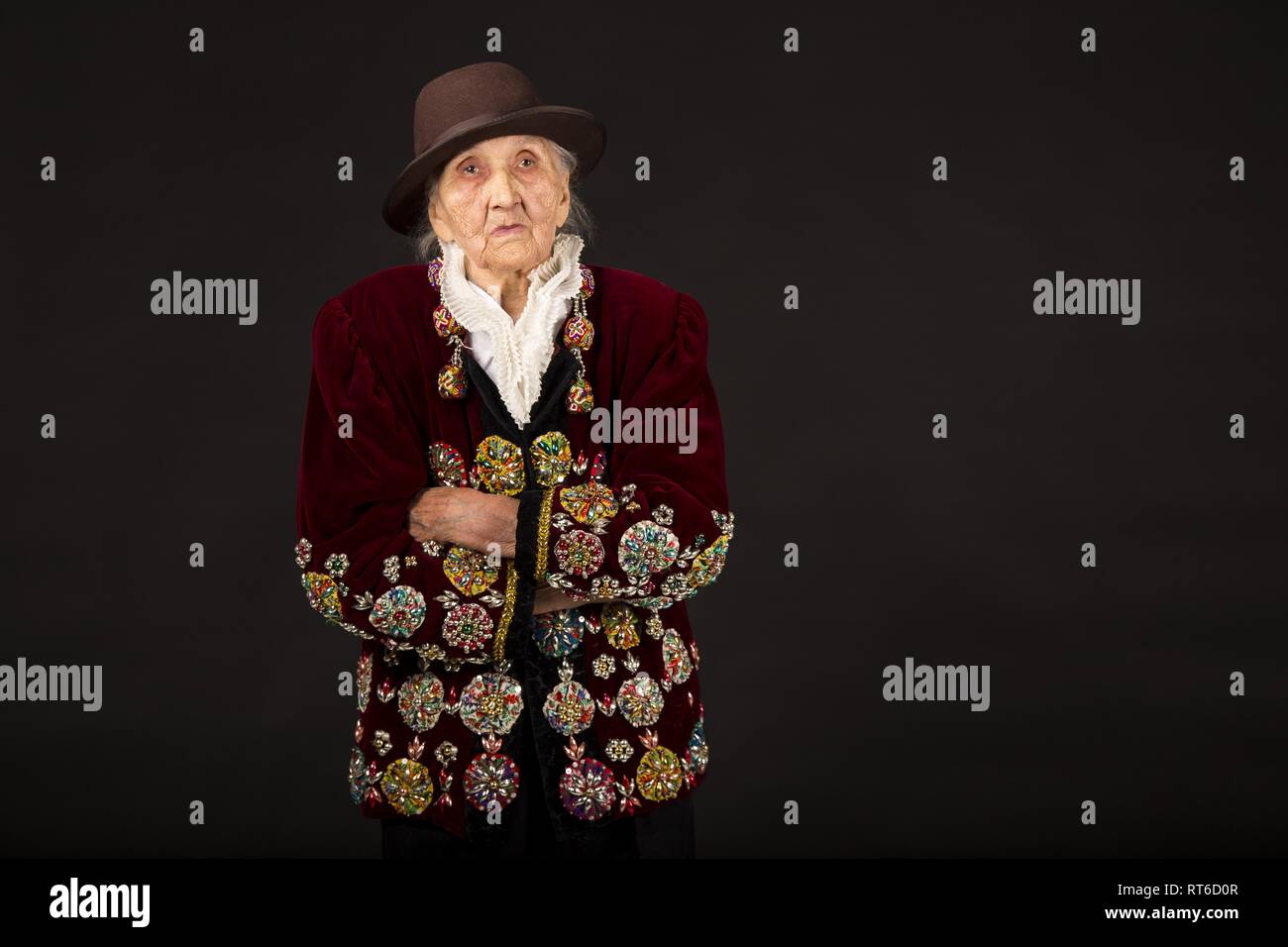 Vintage woman older jacket hi-res stock photography and images - Alamy