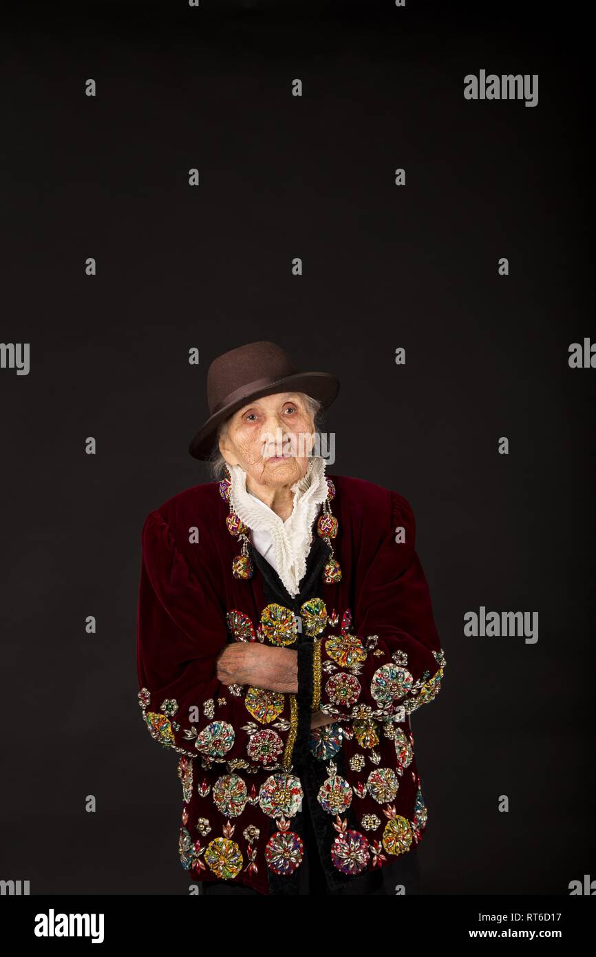 Vintage woman older jacket hi-res stock photography and images - Alamy