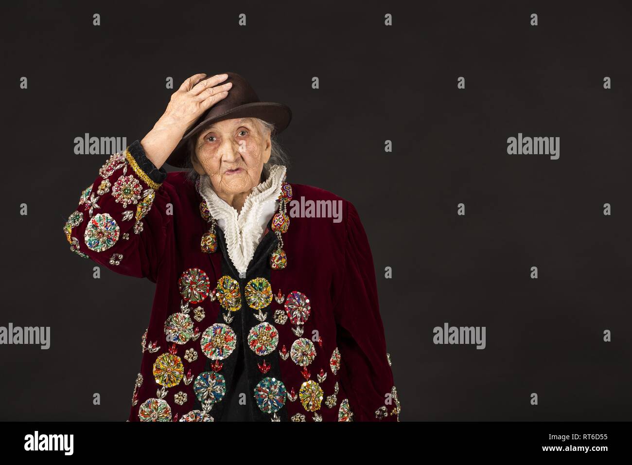 Vintage woman older jacket hi-res stock photography and images - Alamy