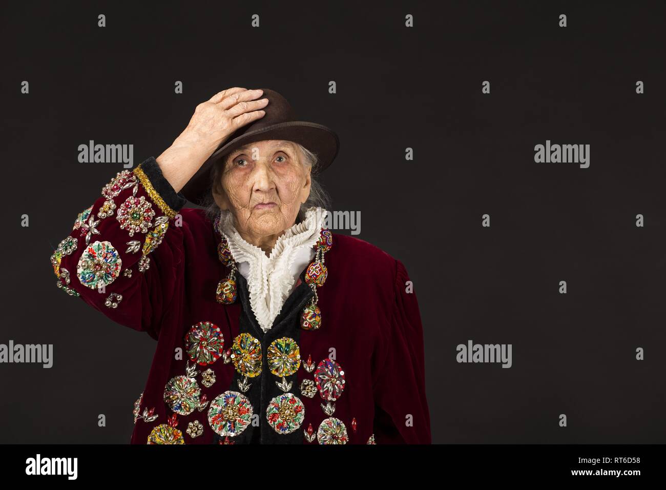 Vintage woman older jacket hi-res stock photography and images - Alamy