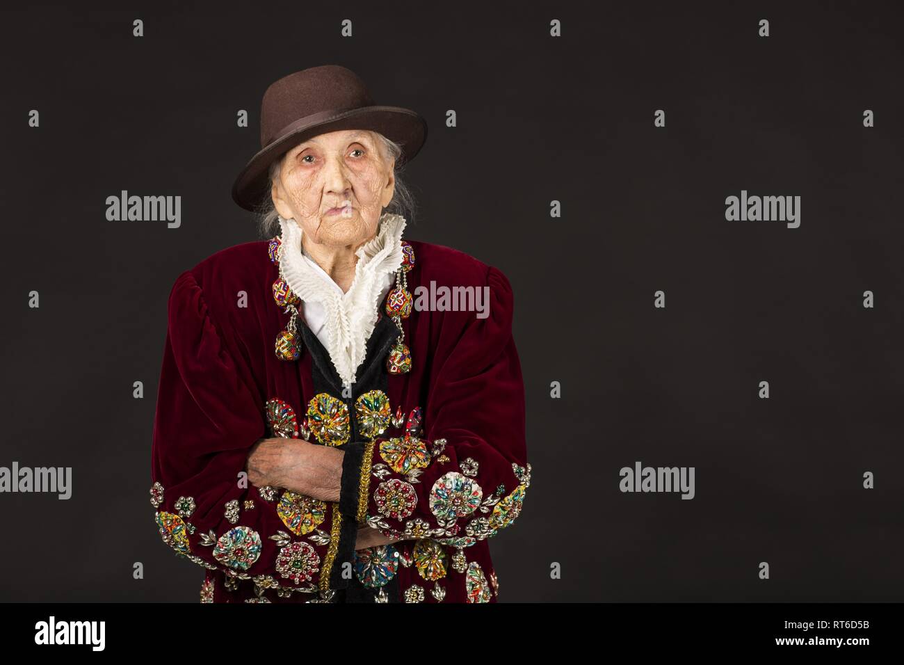 Vintage woman older jacket hi-res stock photography and images - Alamy