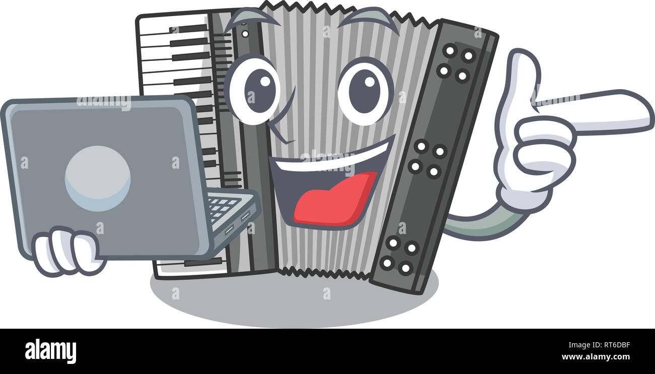 With laptop according cartoons in the music room Stock Vector Image ...