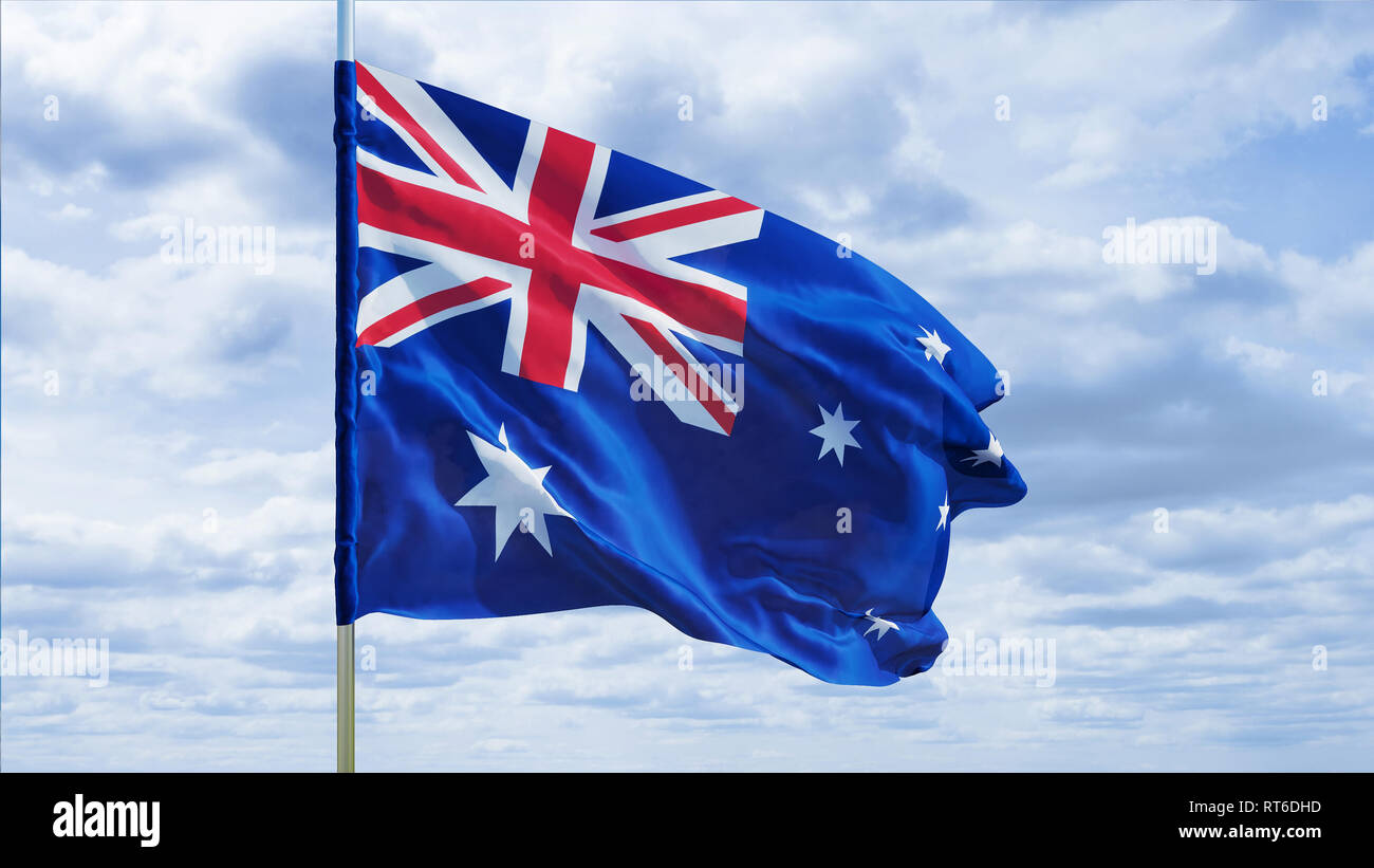 Australian flag flying in wind hi-res stock photography and images - Alamy
