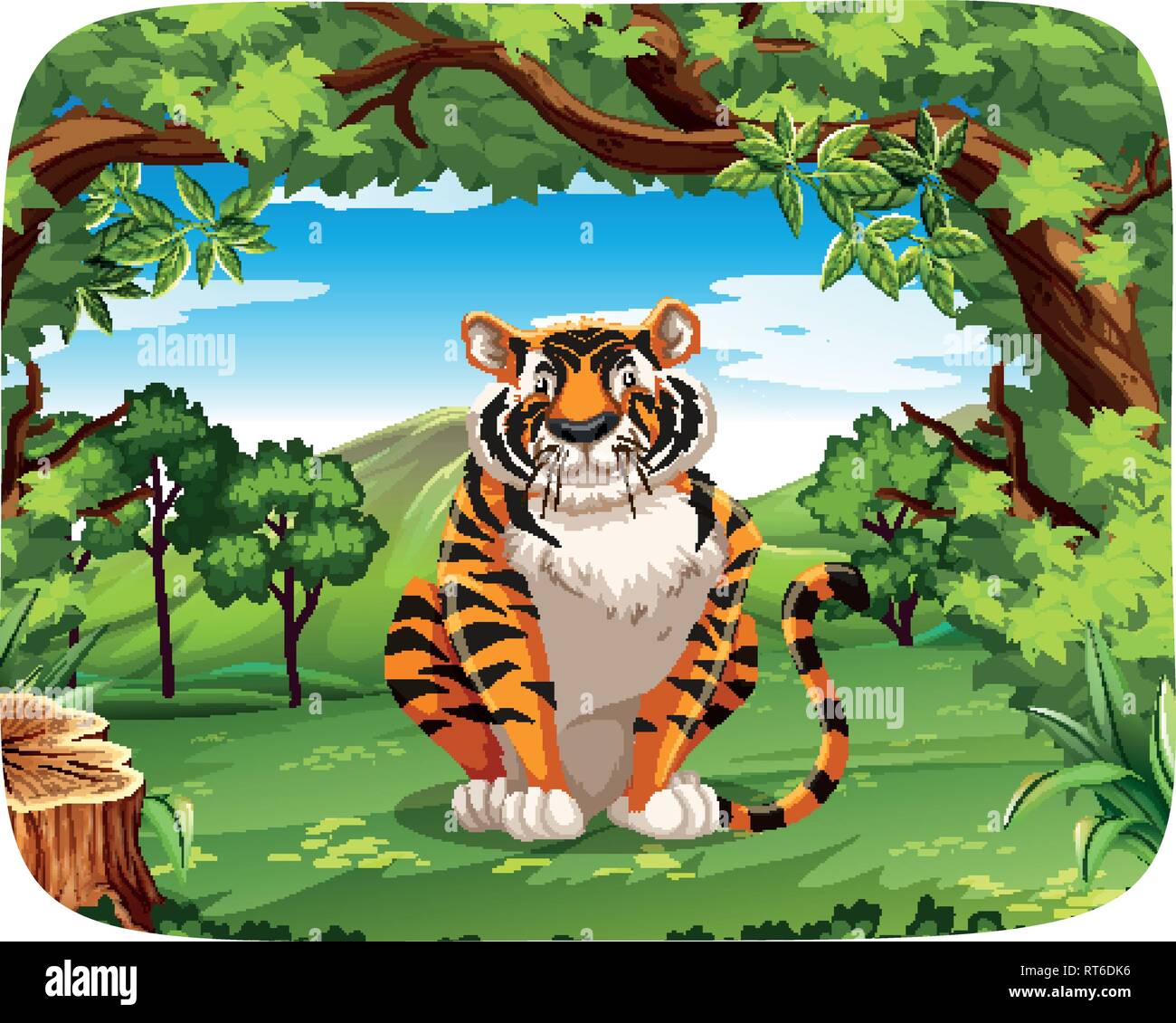 Tiger in the nature scene illustration Stock Vector Image & Art - Alamy
