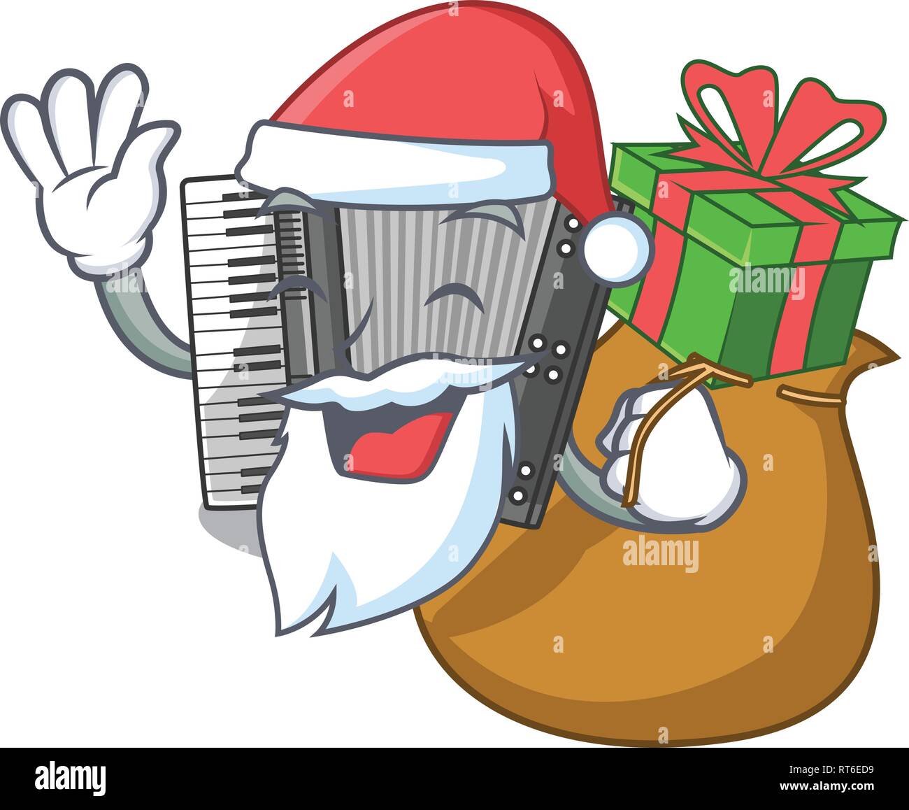 Santa with gift accordion isolated with in the character Stock Vector ...