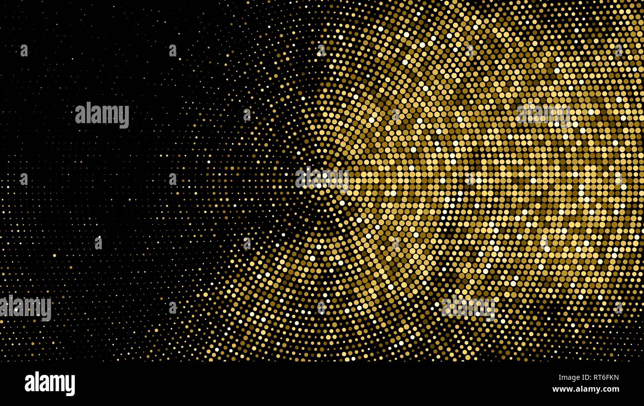 Gold Glitter Halftone Dotted Backdrop. Abstract Circular Retro Pattern ...