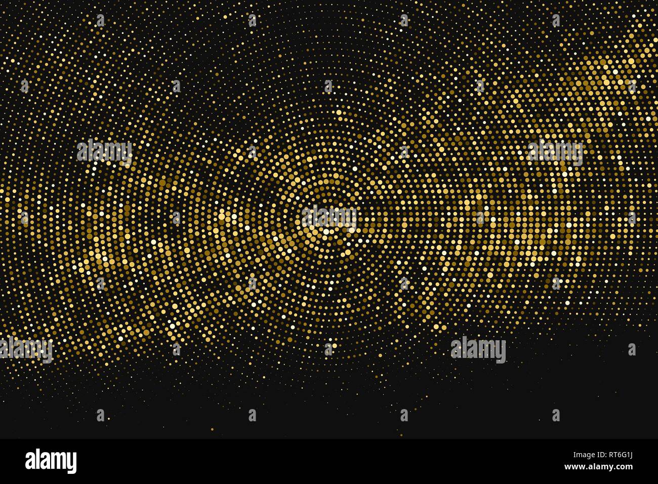 Gold Glitter Halftone Dotted Backdrop. Abstract Circular Retro Pattern ...