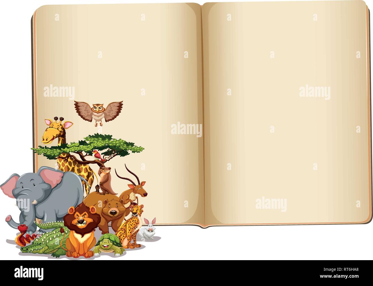 Set of animals with blank book illustration Stock Vector Image & Art ...
