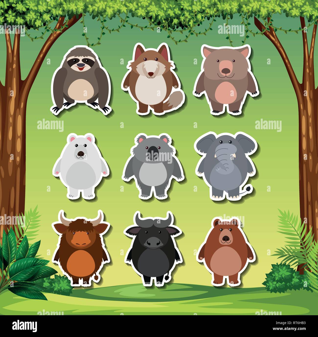 Animal sticker pack set illustration Stock Vector Image & Art - Alamy