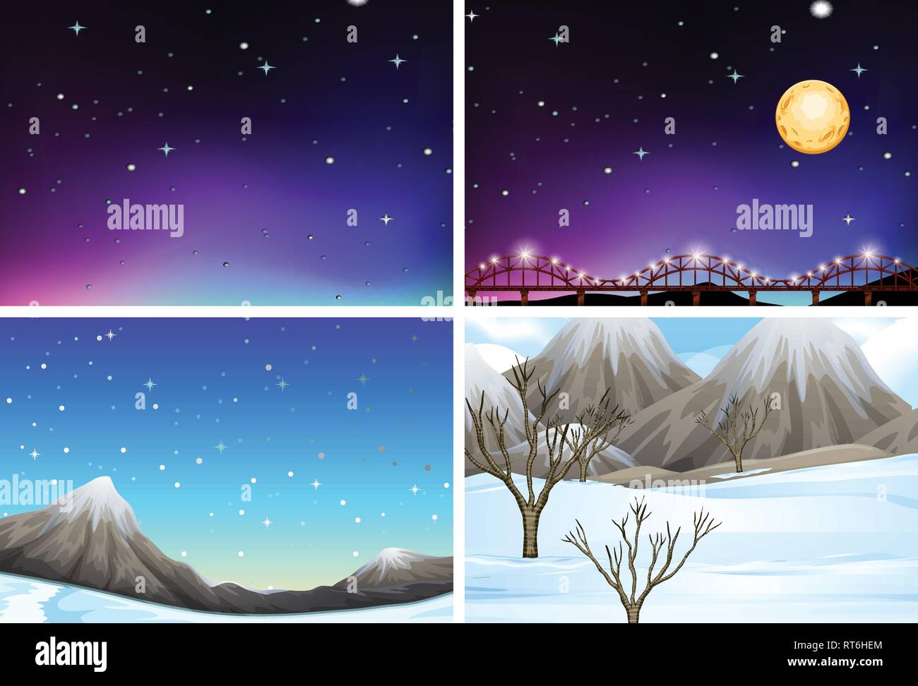 Set of different landscape scenes illustration Stock Vector Image & Art ...