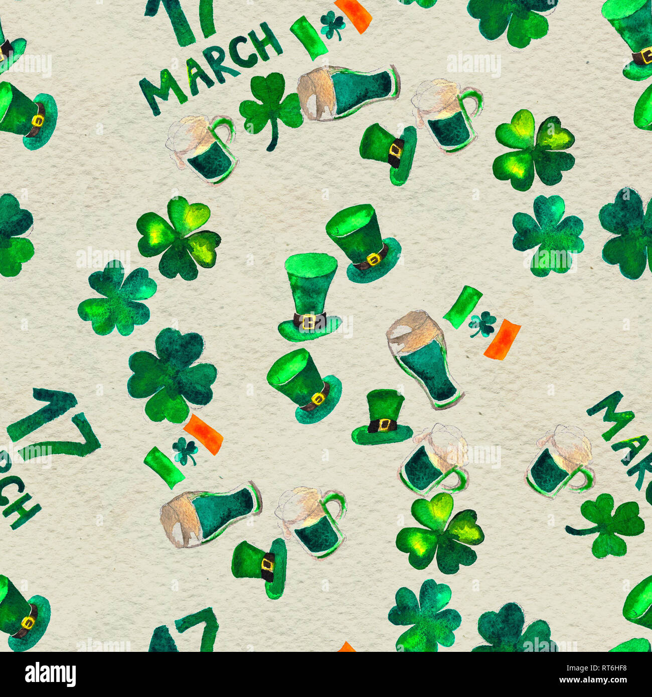 Seamless hand drawn background with St. Patrick's Day symbols Stock ...