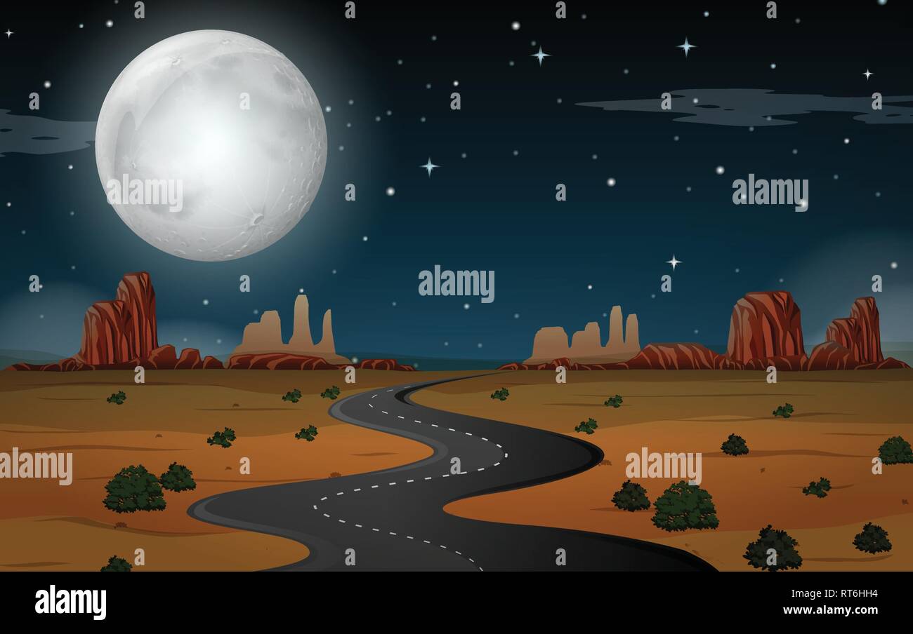 Desert scene at night illustration Stock Vector Image & Art - Alamy