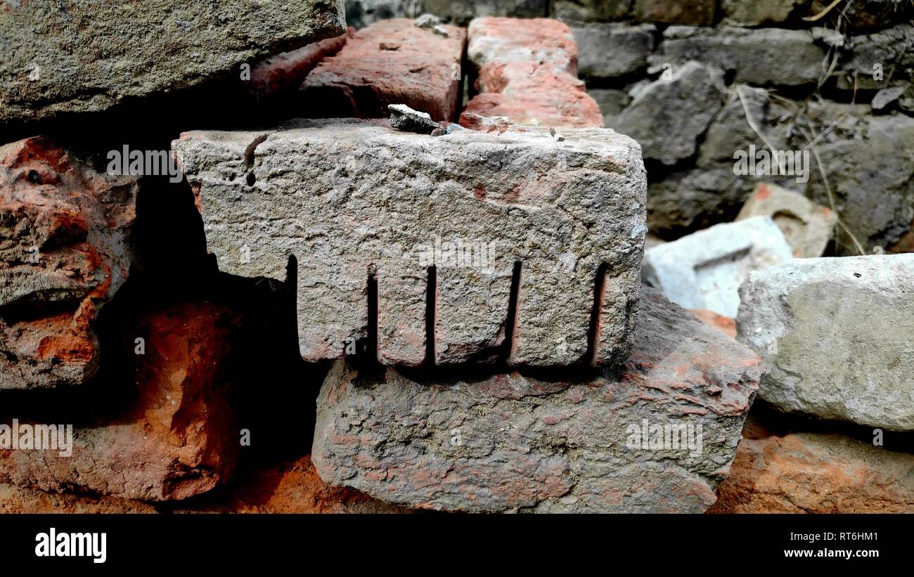 Left Bricks on the ground Stock Photo - Alamy
