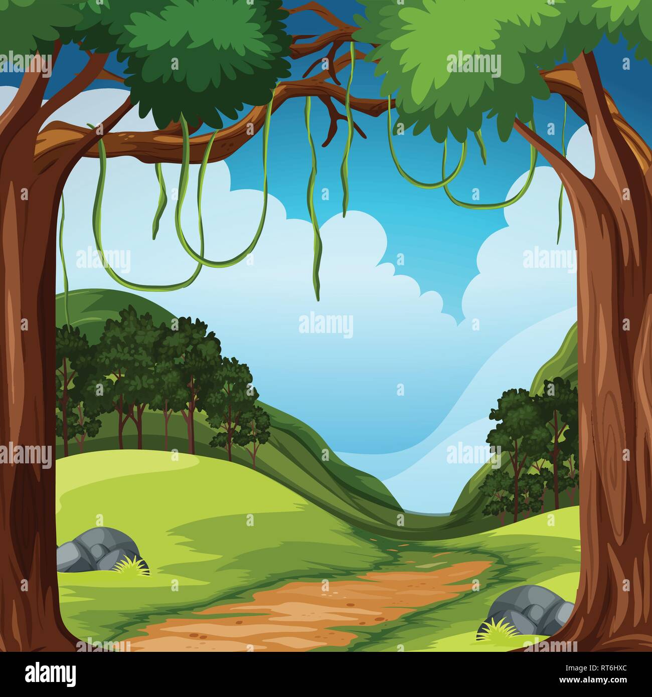Outdoor wood landscape scene illustration Stock Vector Image & Art - Alamy