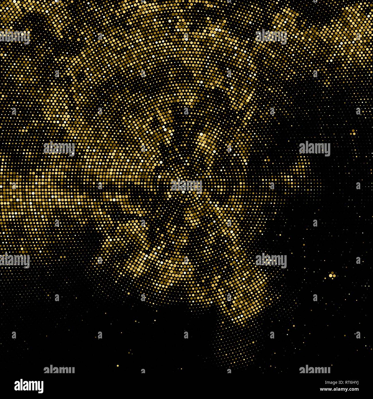 Gold Glitter Halftone Dotted Backdrop. Abstract Circular Retro Pattern ...