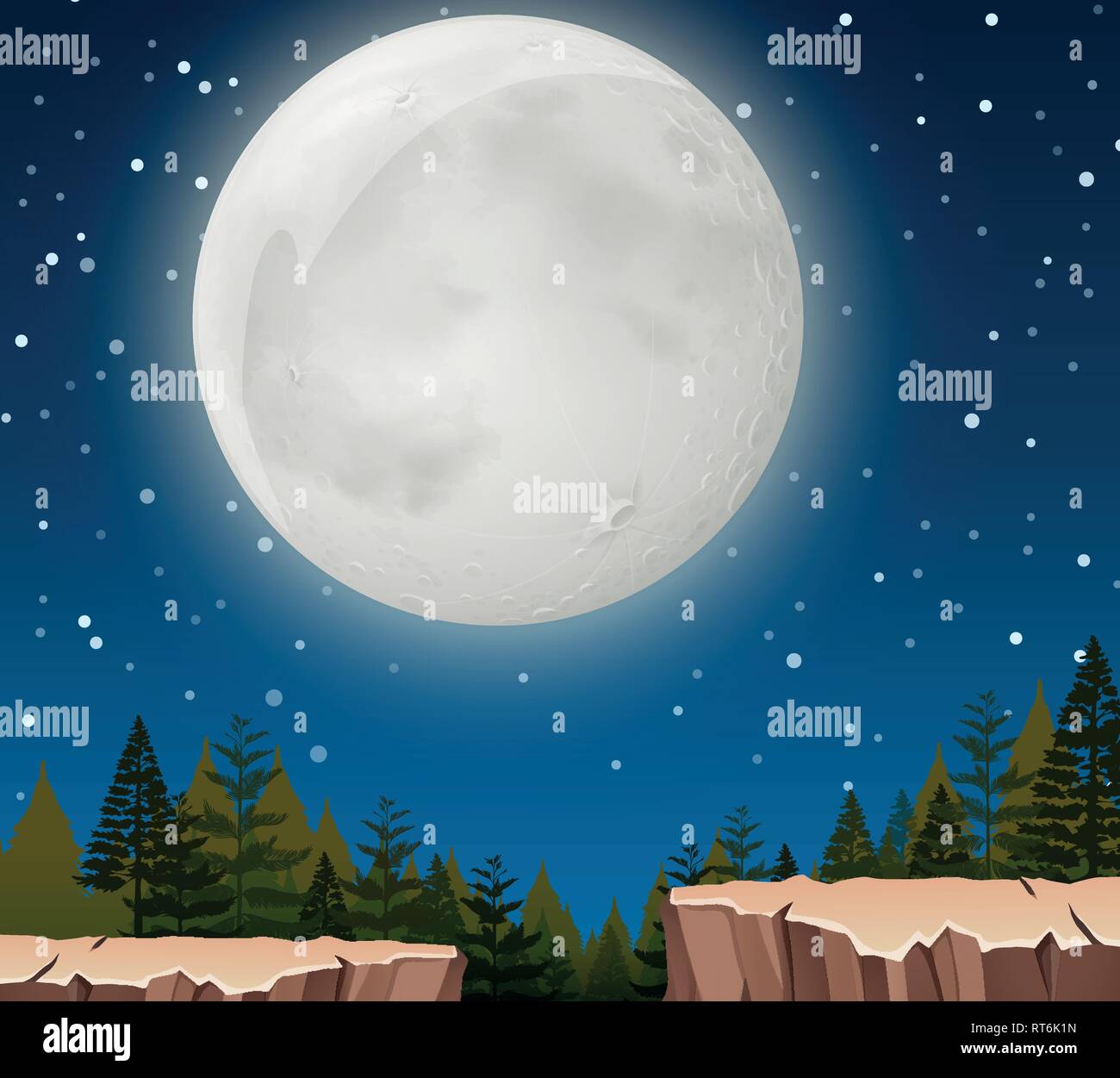A moon night scene illustration Stock Vector Image & Art - Alamy
