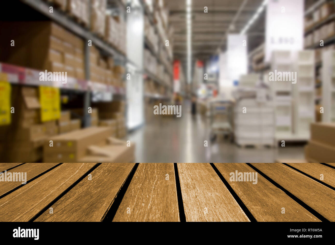 Wooden empty warehouse on the background. Can be used for display or ...