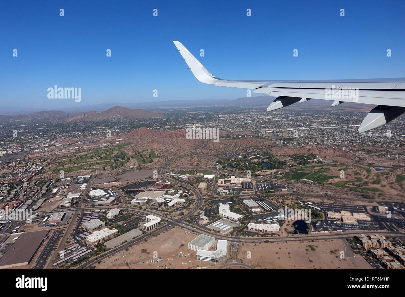 A view from 10,000 feet looking out the window of an airplane Stock ...