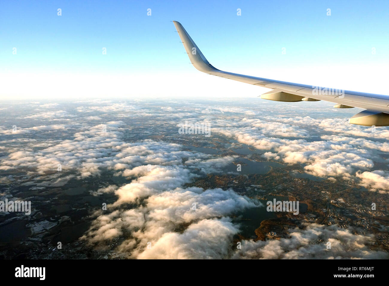 A view from 10,000 feet looking out the window of an airplane Stock ...