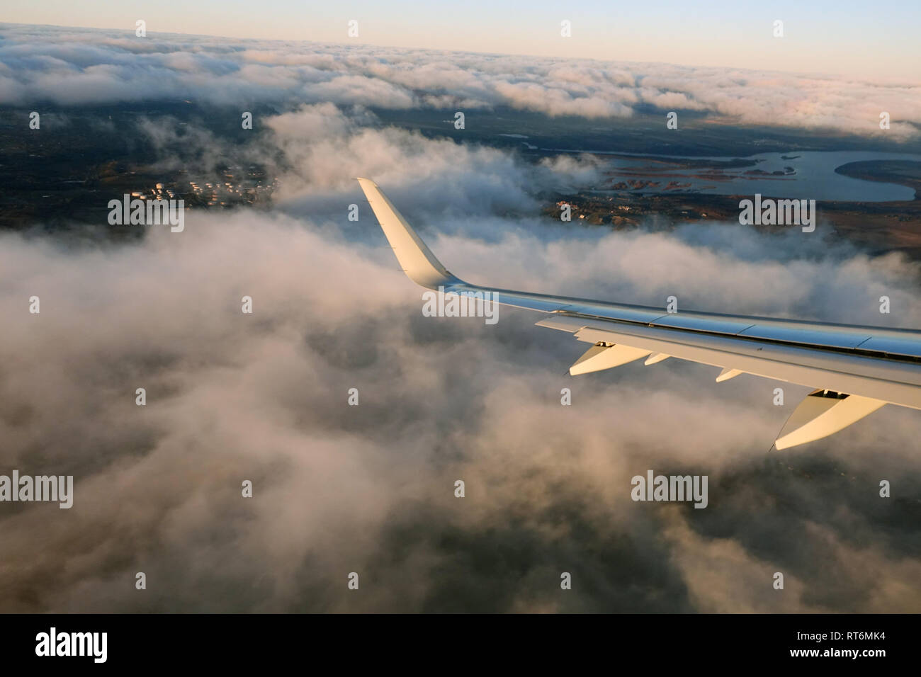 A view from 10,000 feet looking out the window of an airplane Stock ...