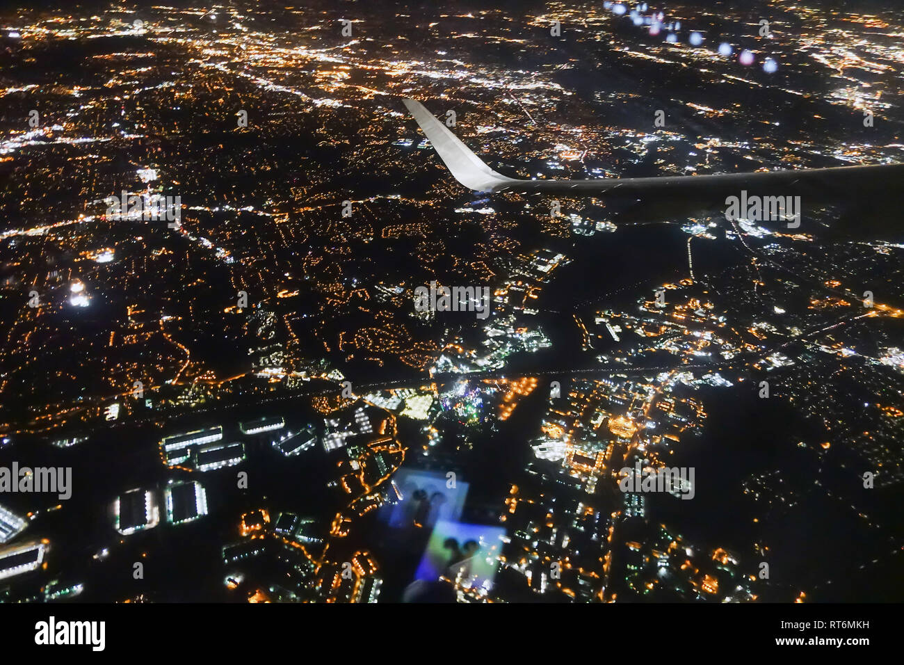 A view from 10,000 feet looking out the window of an airplane Stock ...