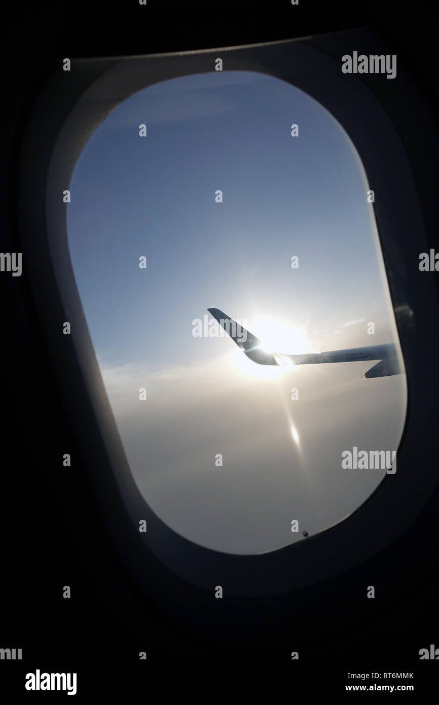 A view from 10,000 feet looking out the window of an airplane Stock ...