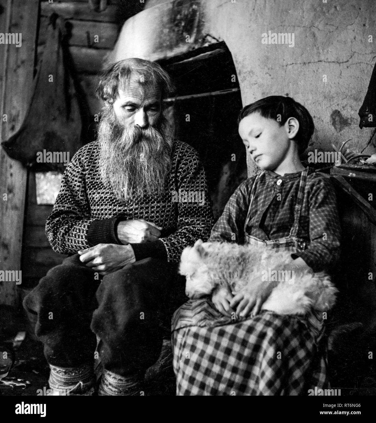 Finland History - Winter Village. Newborn lambs are kept indoors. ca ...