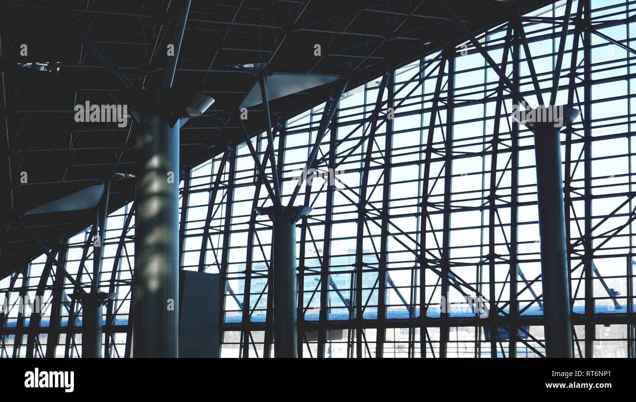 Steel structure workshop in construction, steel frame factory building ...
