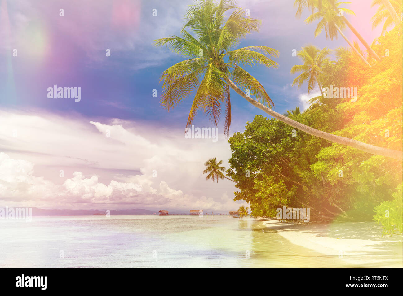 Background of Idyllic Island - landscape of tropical beach - calm ocean ...