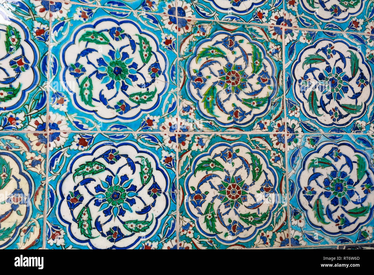 Ancient hand made Turkish - Ottoman tiles, in Topkapi palace, Istambul ...
