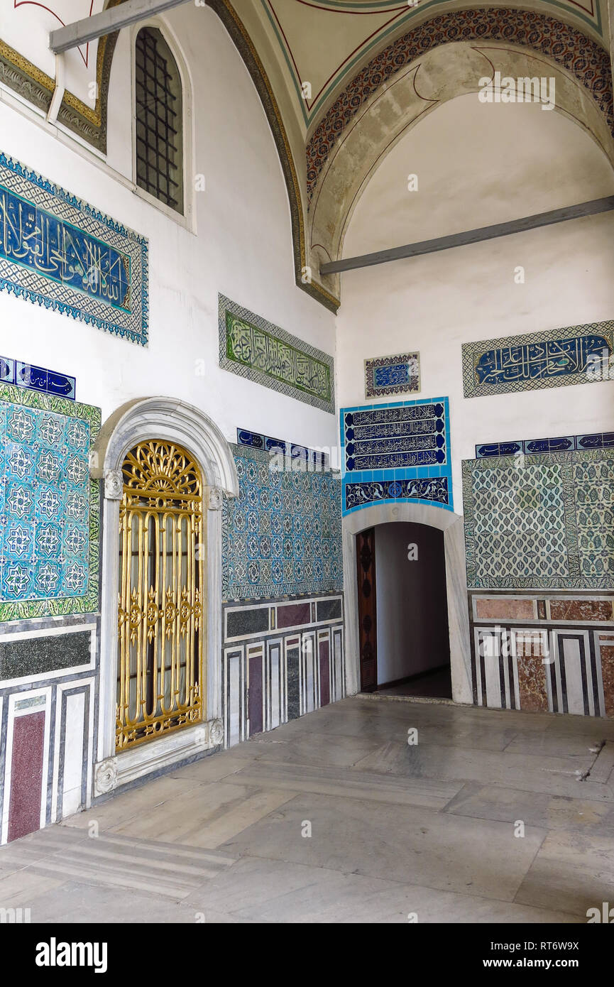 Courtyard at the Topkapi Palace, Istanbul, Turkey. Topkapi Palace was ...